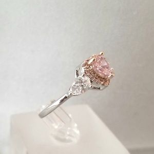 Jewelry | Sterling Pink Heart Ring With 18k Rose Gold | Poshmark